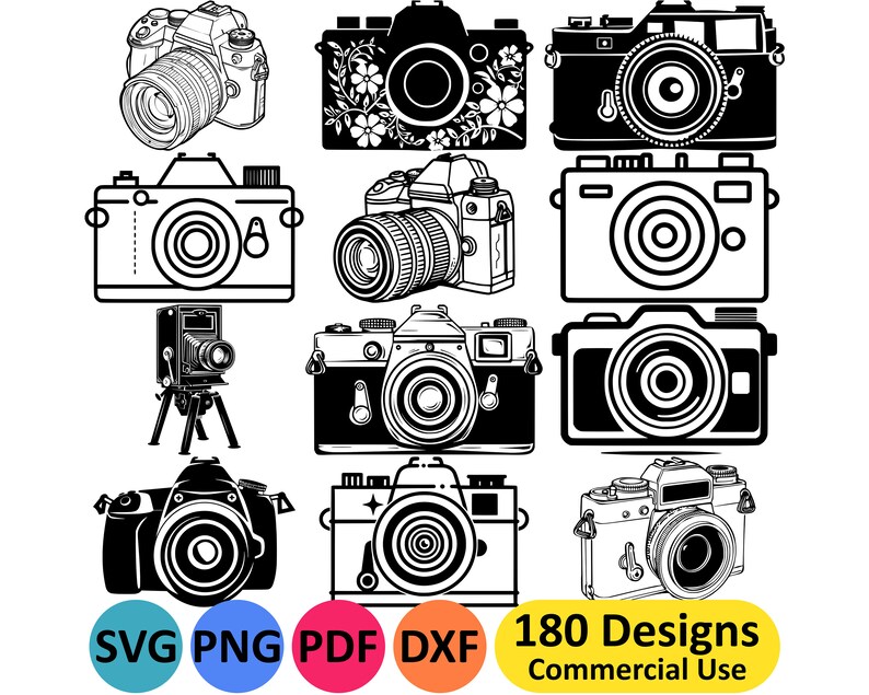 Camera SVG Bundle Photography PNG Files for Digital Download, Printable ...