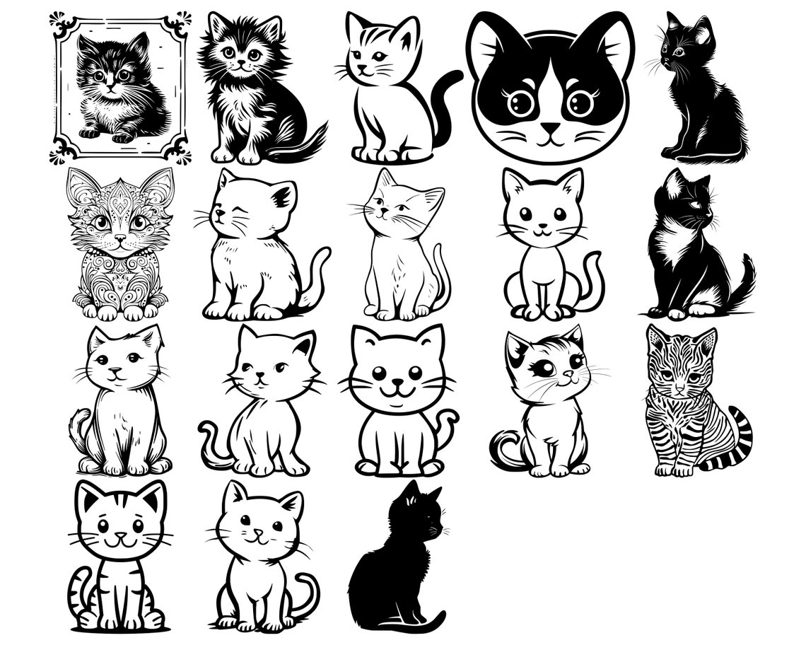 Kitten SVG Cat PNG Bundle, Commercial Use Digital Images for Animal ...