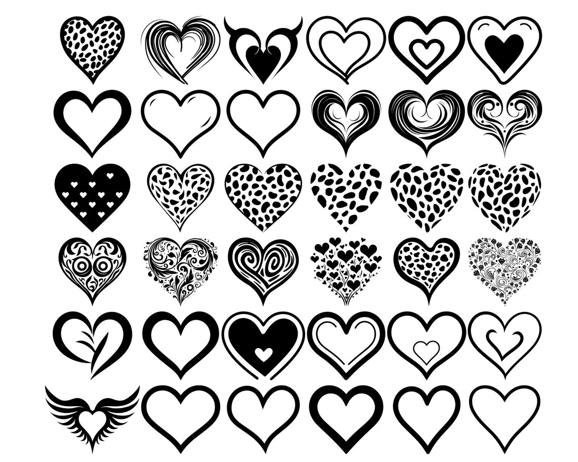 Heart SVG Bundle 260 Different Designs of Cute Hearts, Love Hearts and ...