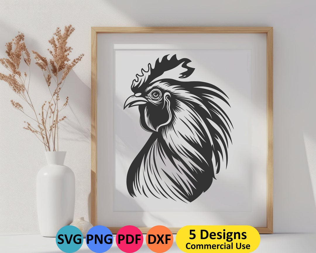 Chicken SVG Cockerel PNG Silhouette Clipart, Farm Yard Artwork Drawings ...