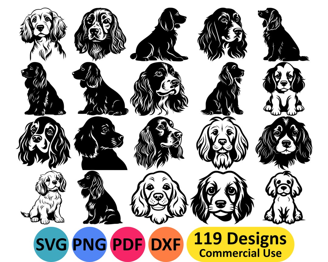 Cocker Spaniel SVG Bundle - 119 Different Dog Svg Designs of Cocker ...