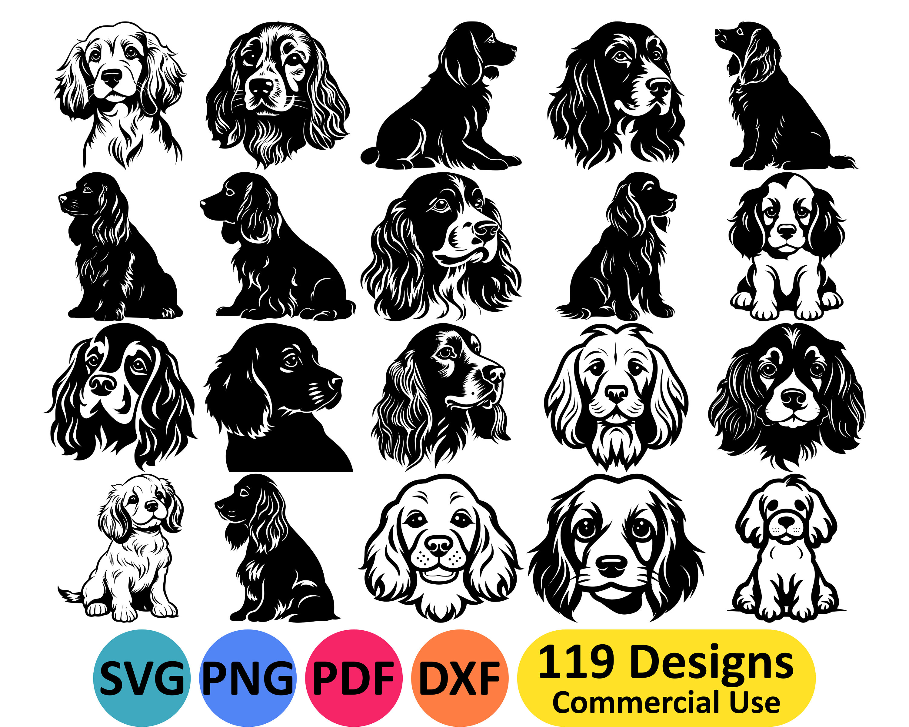 Cocker Spaniel SVG Bundle - 119 Different Dog Svg Designs of Cocker ...
