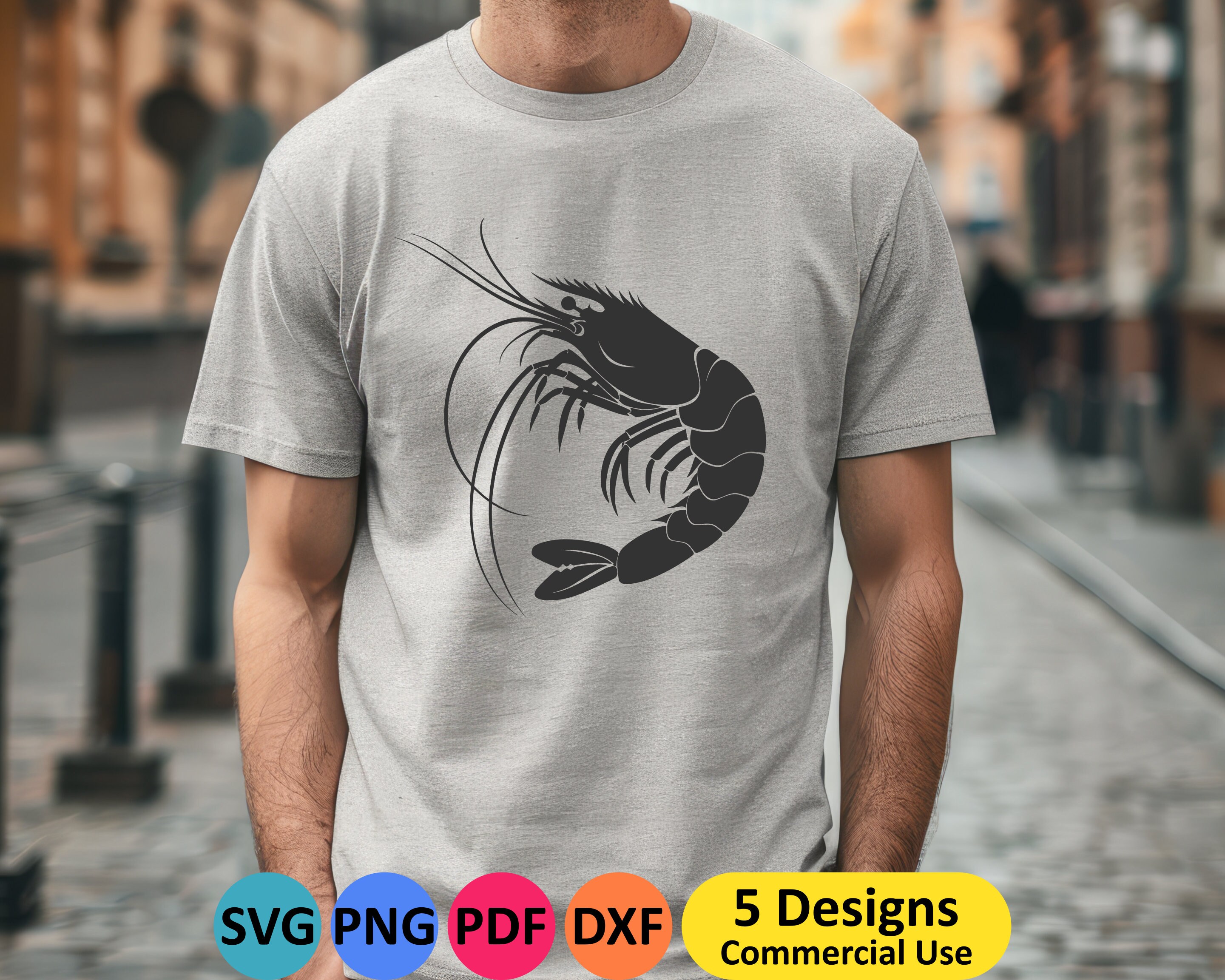 Shrimp SVG Prawn PNG Seafood Template for Digital Download, Sea ...