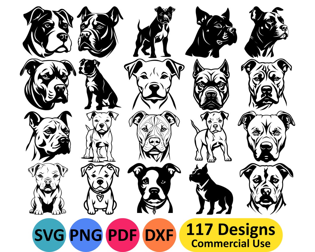Pit Bull SVG Bundle 117 Different Dog Svg Designs of Pitbulls - Etsy UK