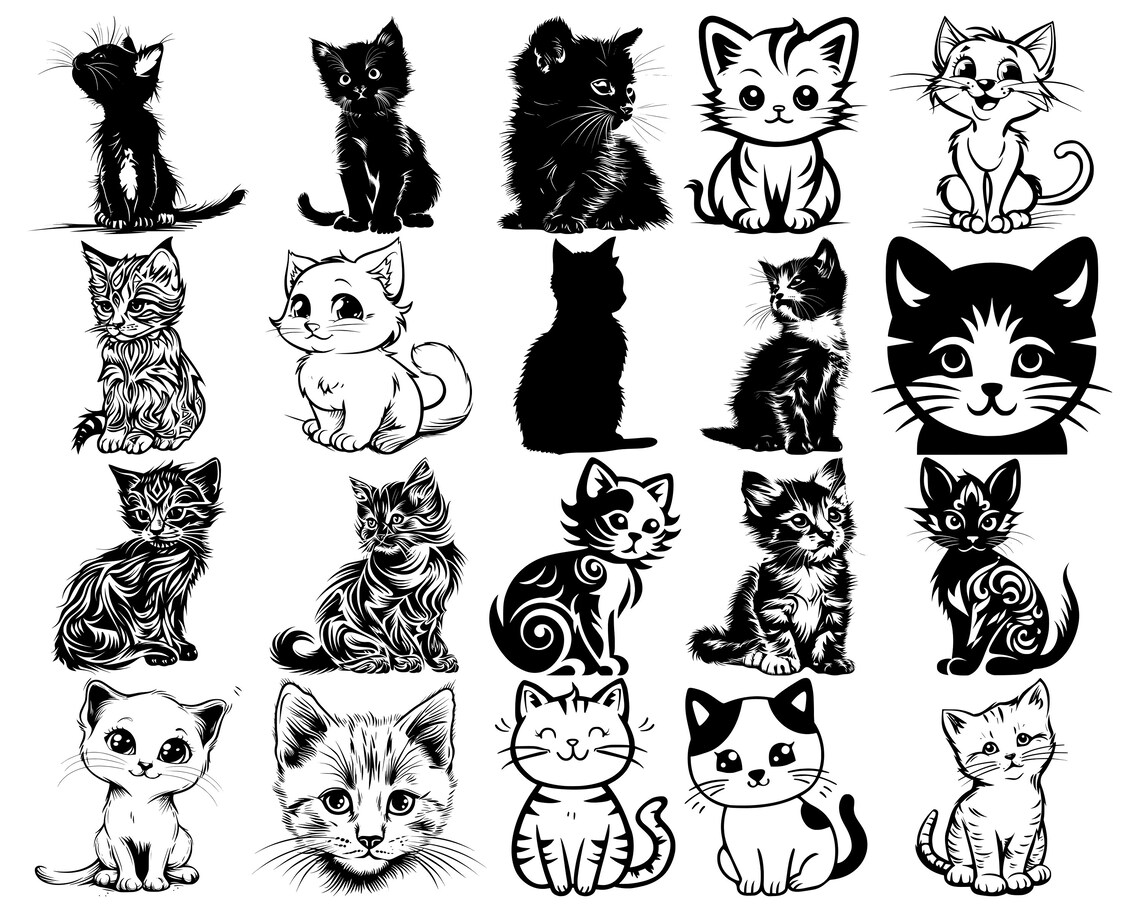 Kitten SVG Cat PNG Bundle, Commercial Use Digital Images for Animal ...