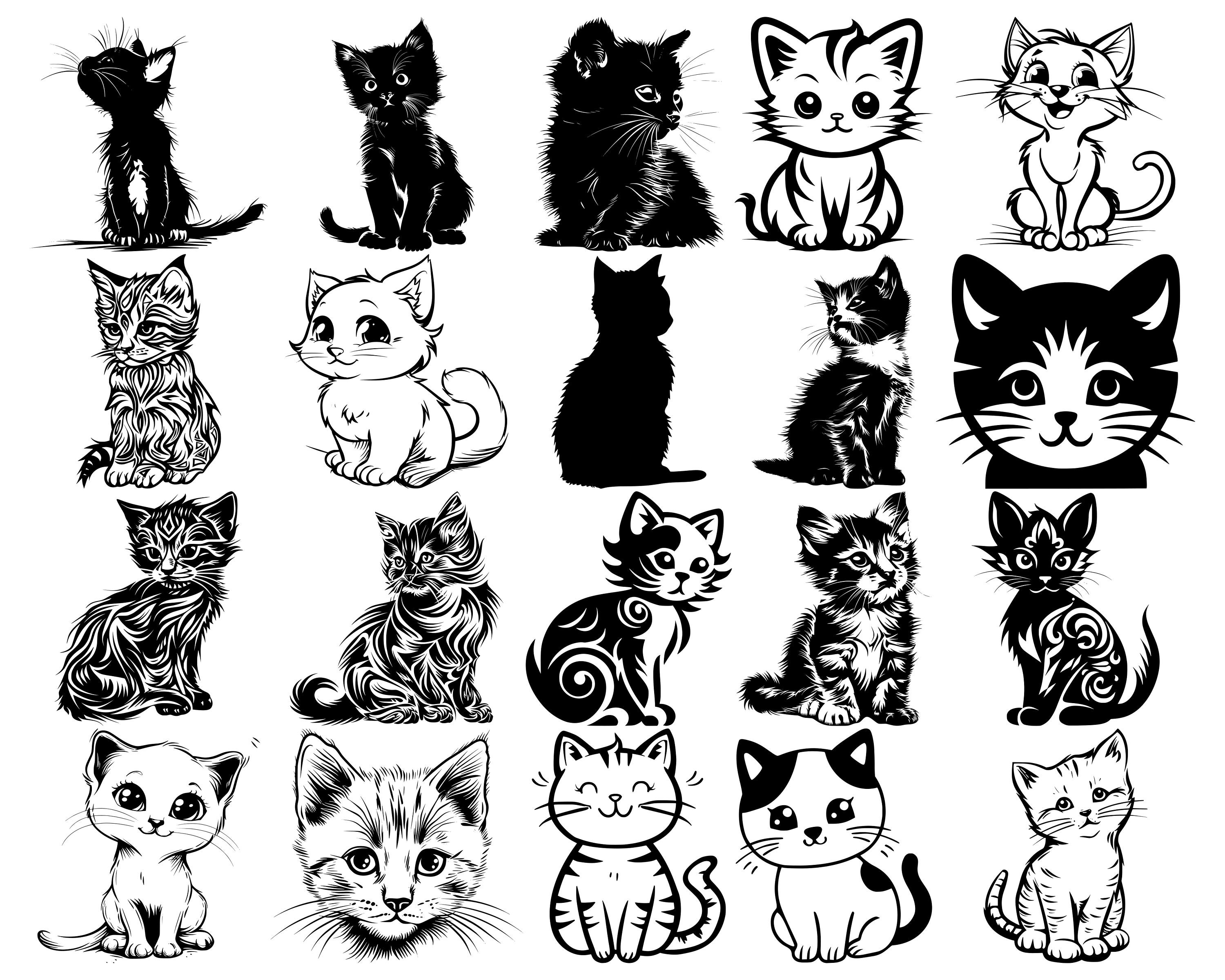 Kitten SVG Cat PNG Bundle, Commercial Use Digital Images for Animal ...