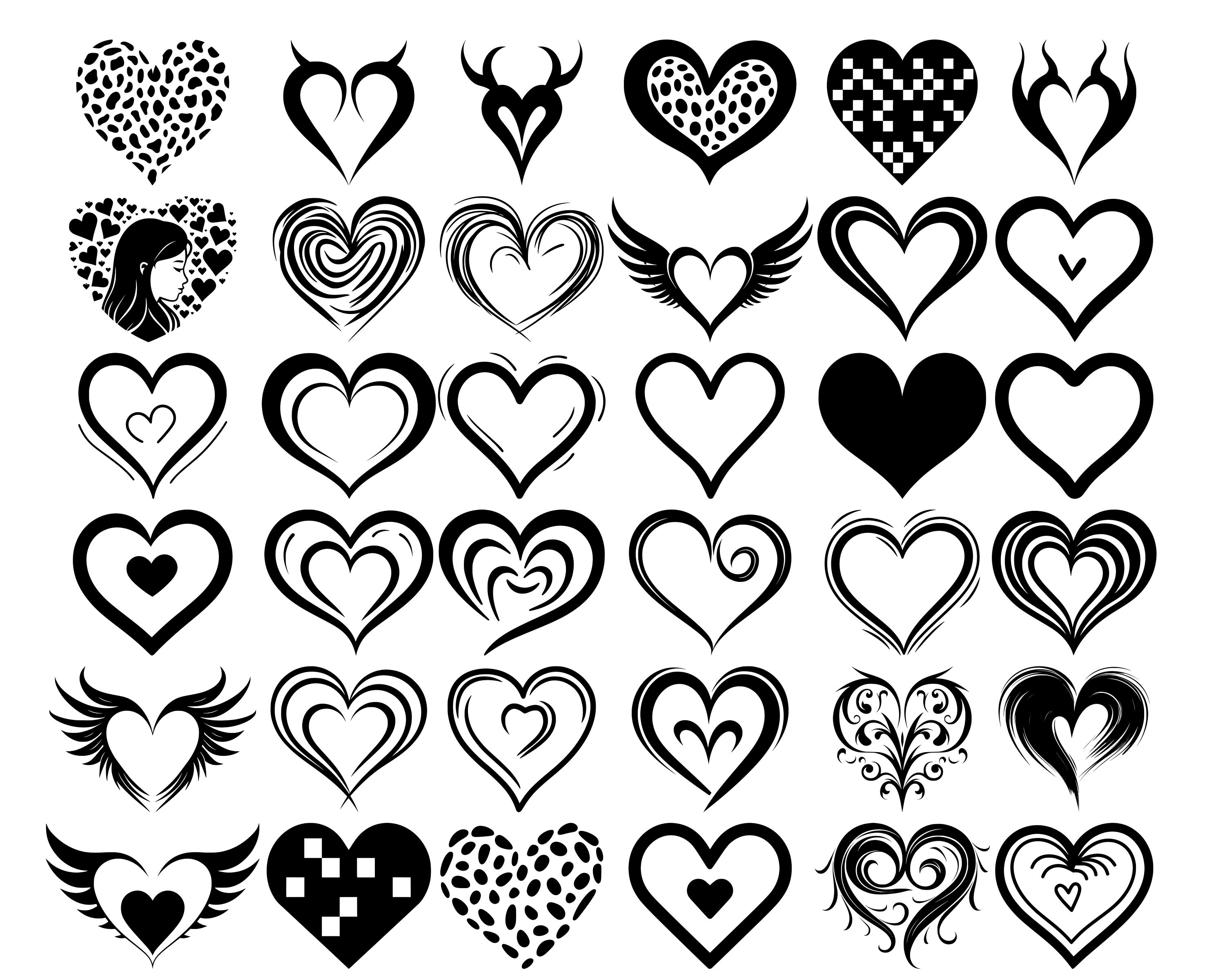 Heart SVG Bundle 260 Different Designs of Cute Hearts, Love Hearts and ...