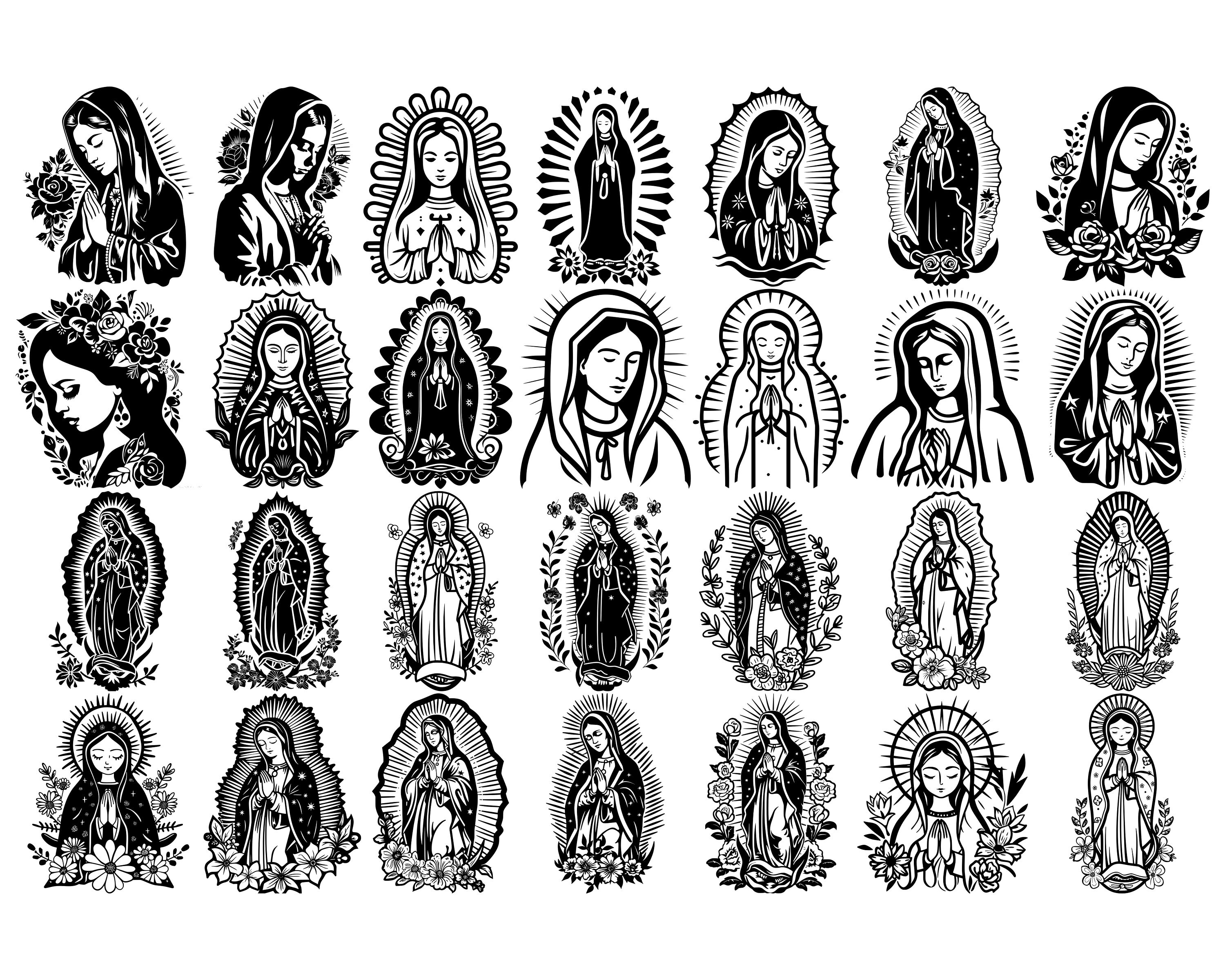 Paquete SVG Virgen María 173 archivos SVG diferentes de la Madre de ...