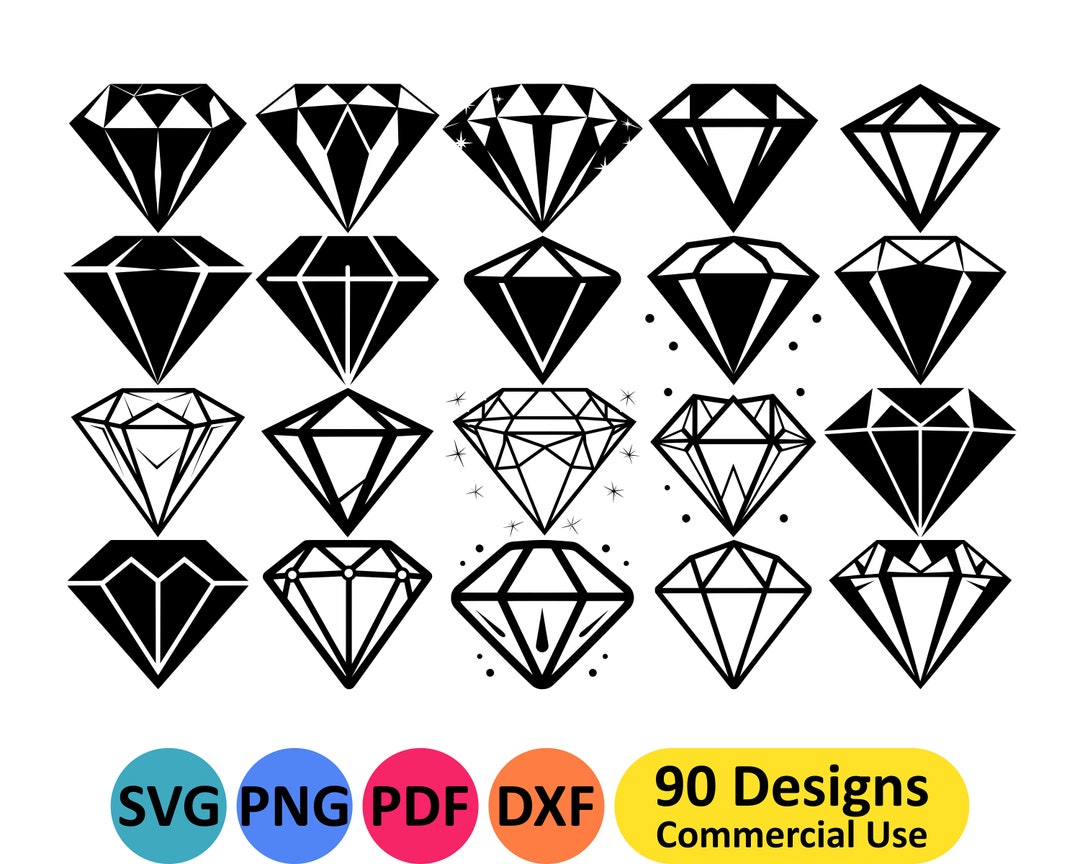 Diamond SVG Bundle - 90 Different Diamond Png Files - Etsy
