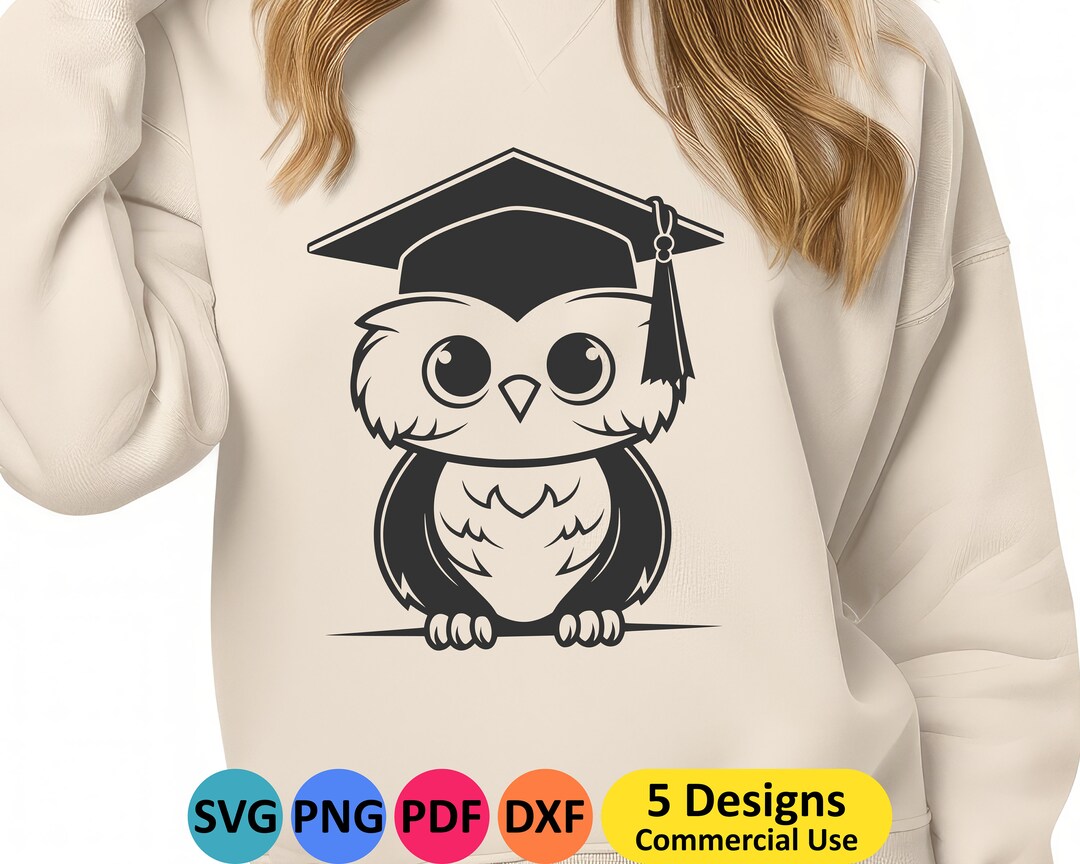Cute Owl Graduation SVG T-shirt Design 5 Different Cute Owl Education ...