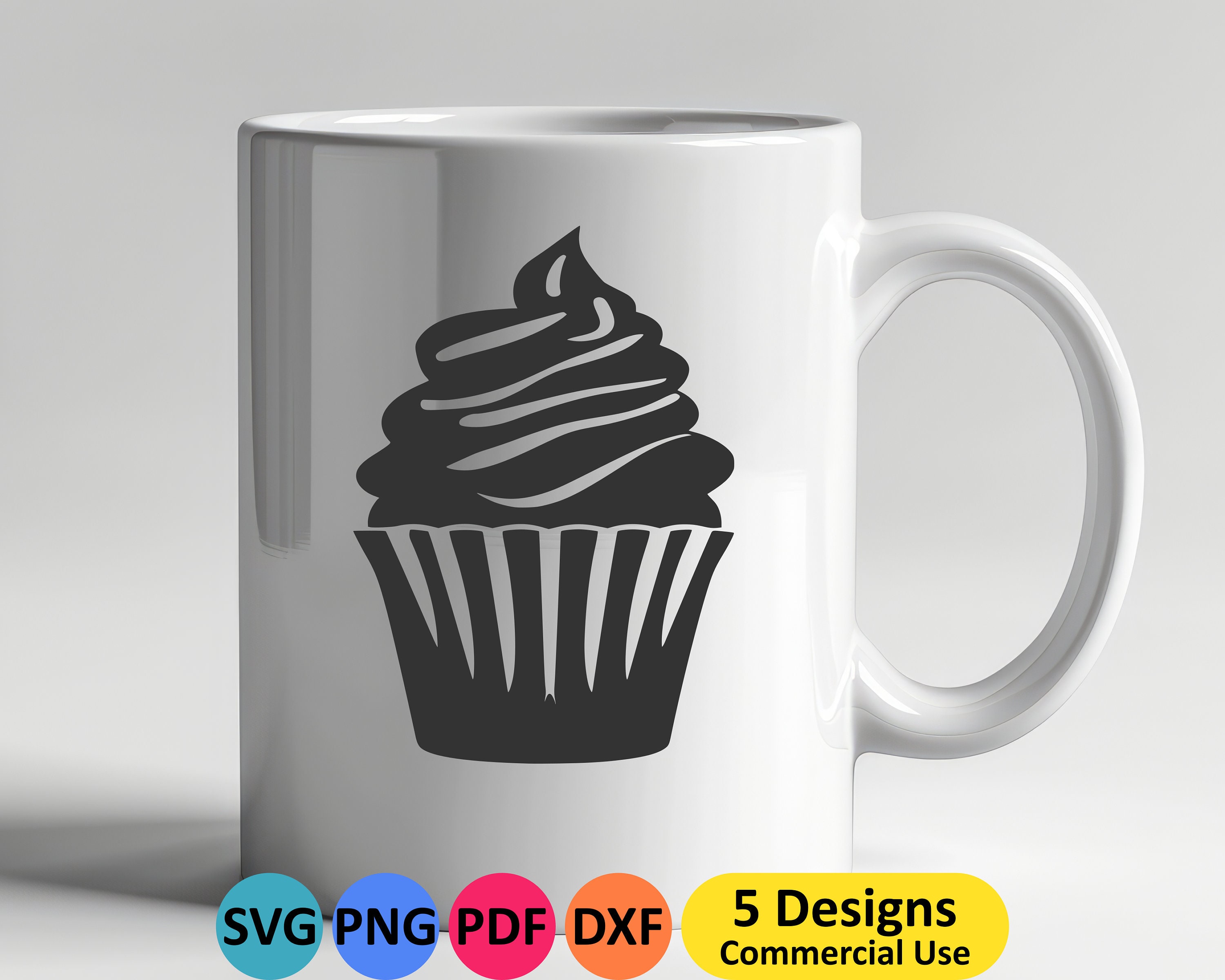 Birthday SVG Cupcake Mug Logo, Printable Digital Vector Art File, for ...