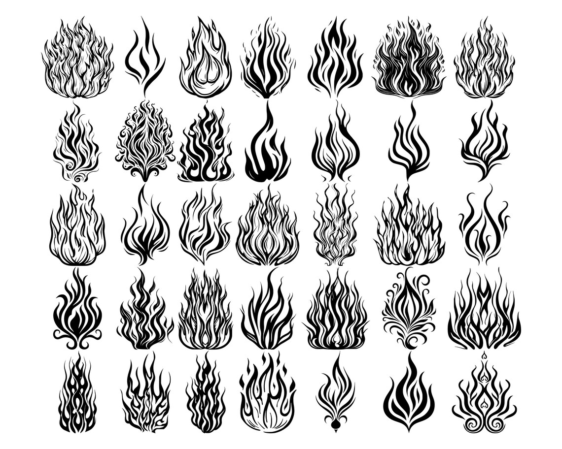 Flames SVG Fire PNG Digital Artwork for Download, Printable PDF Flame ...