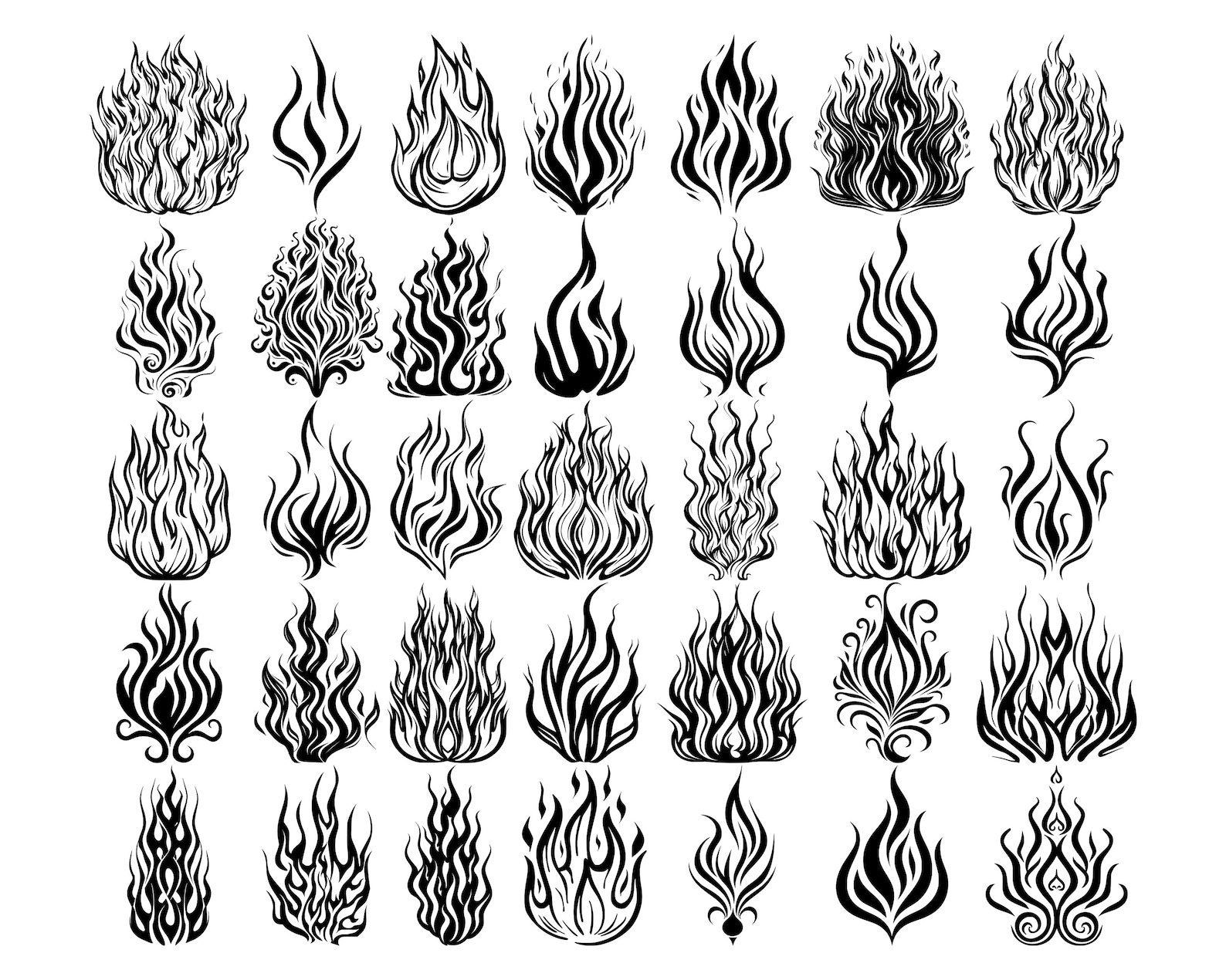 Flames SVG Fire PNG Digital Artwork for Download, Printable PDF Flame ...