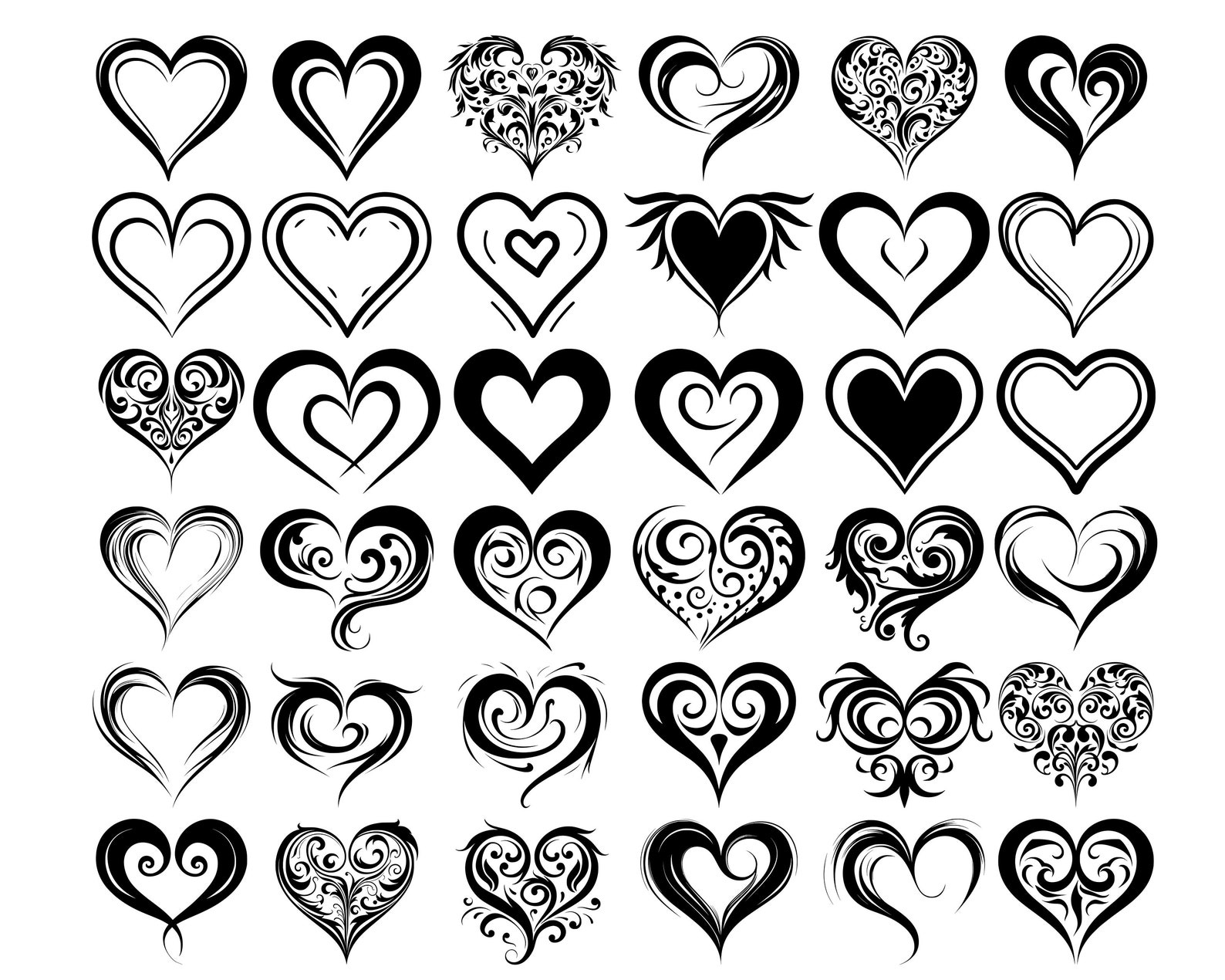 Heart SVG Bundle 260 Different Designs of Cute Hearts, Love Hearts and ...