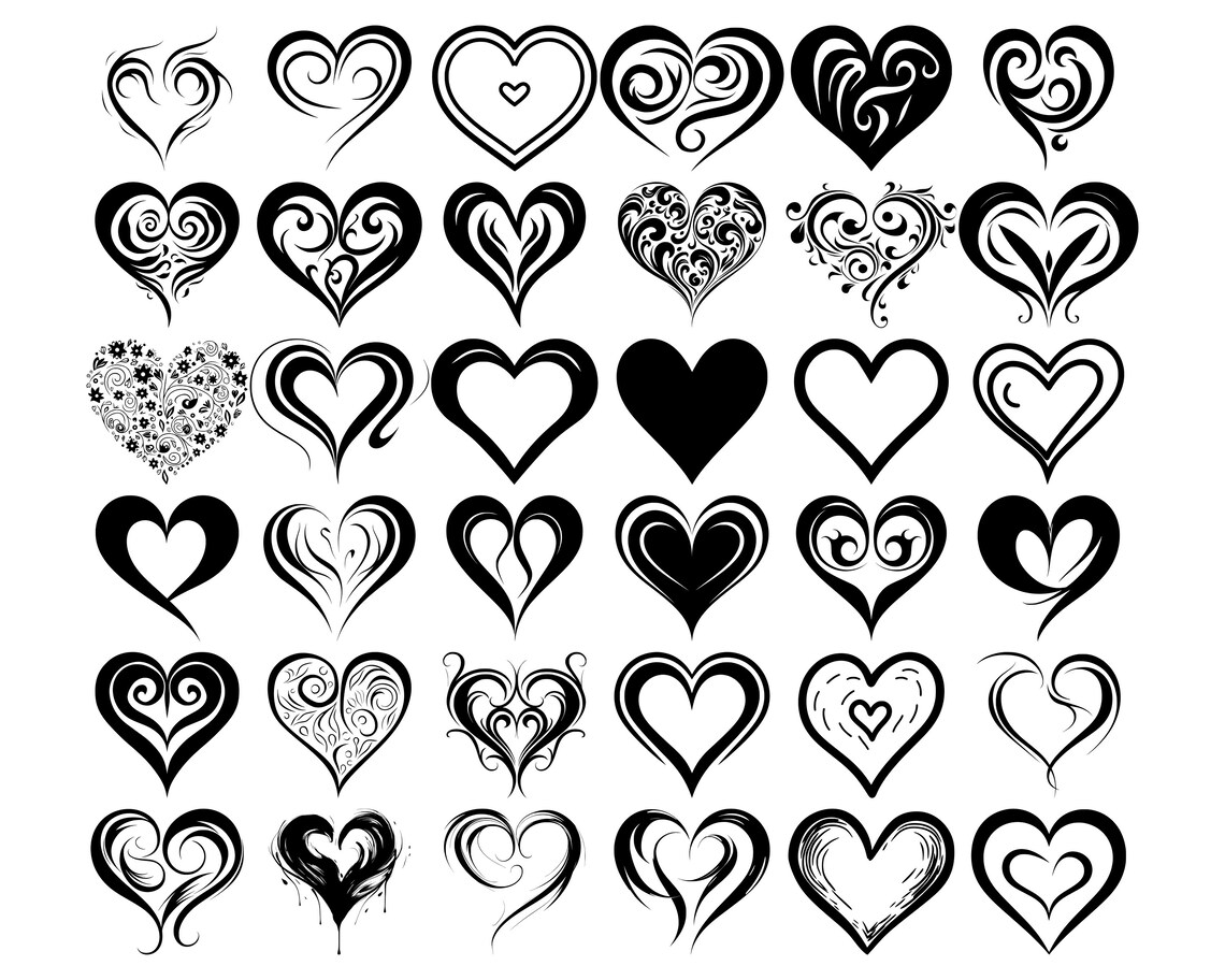 Heart SVG Bundle 260 Different Designs of Cute Hearts, Love Hearts and ...