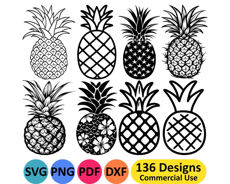 Pineapple SVG Bundle Fruit Png Files, Summer Tropical Fruit Designs for ...