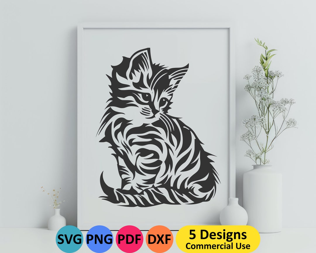 Kitten SVG Cat PNG Bundle, Digital Vector Artwork, Printable Pet PDF ...