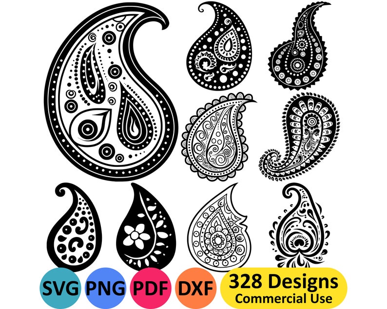 Paisley SVG Boho Embellishment Digital Artwork PNG, Ornate Henna ...