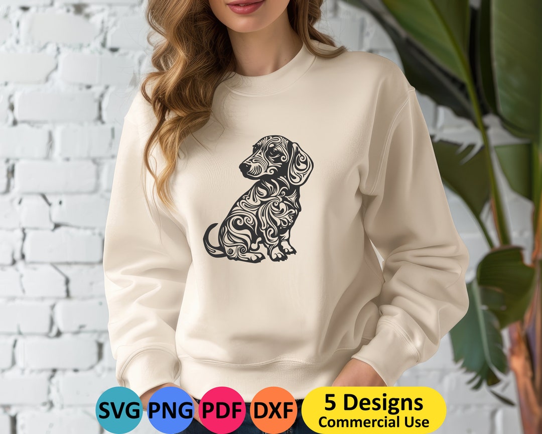 Dachshund SVG T-shirt Design - 5 Different Dog Svg Cut Files. Pet Svg ...