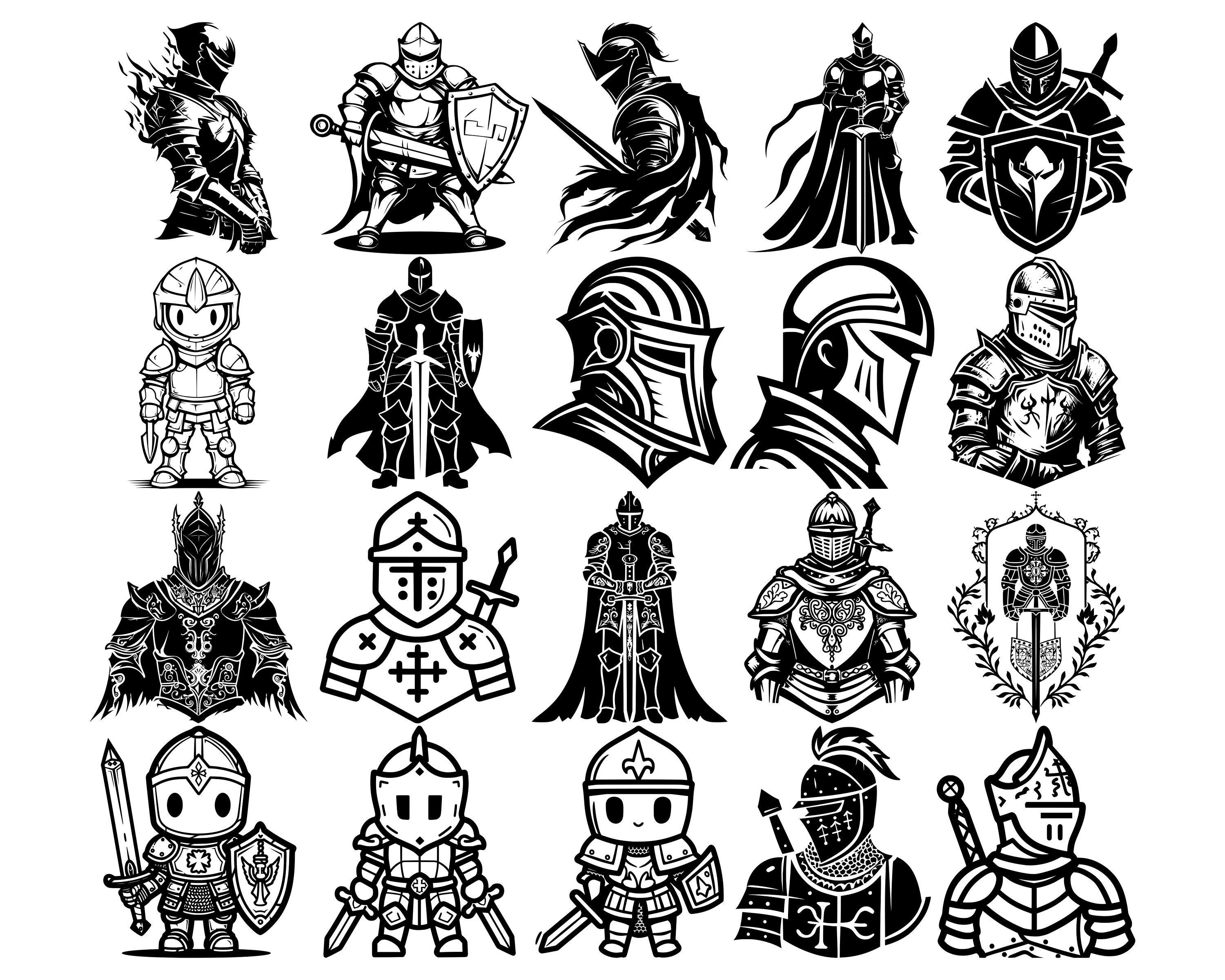 Knight SVG Bundle Medieval Knights Clipart Png Files for Download ...