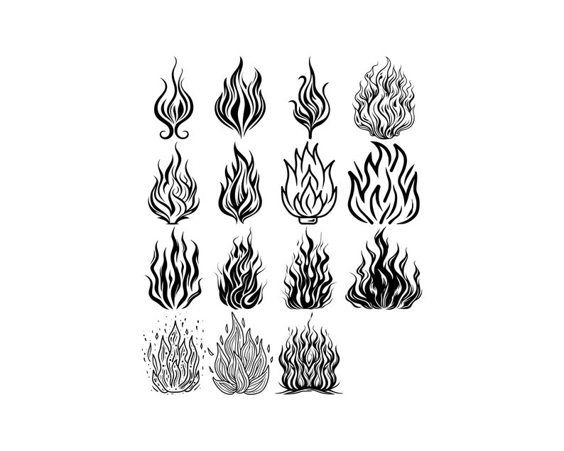 Flames SVG Fire PNG Digital Artwork for Download, Printable PDF Flame ...