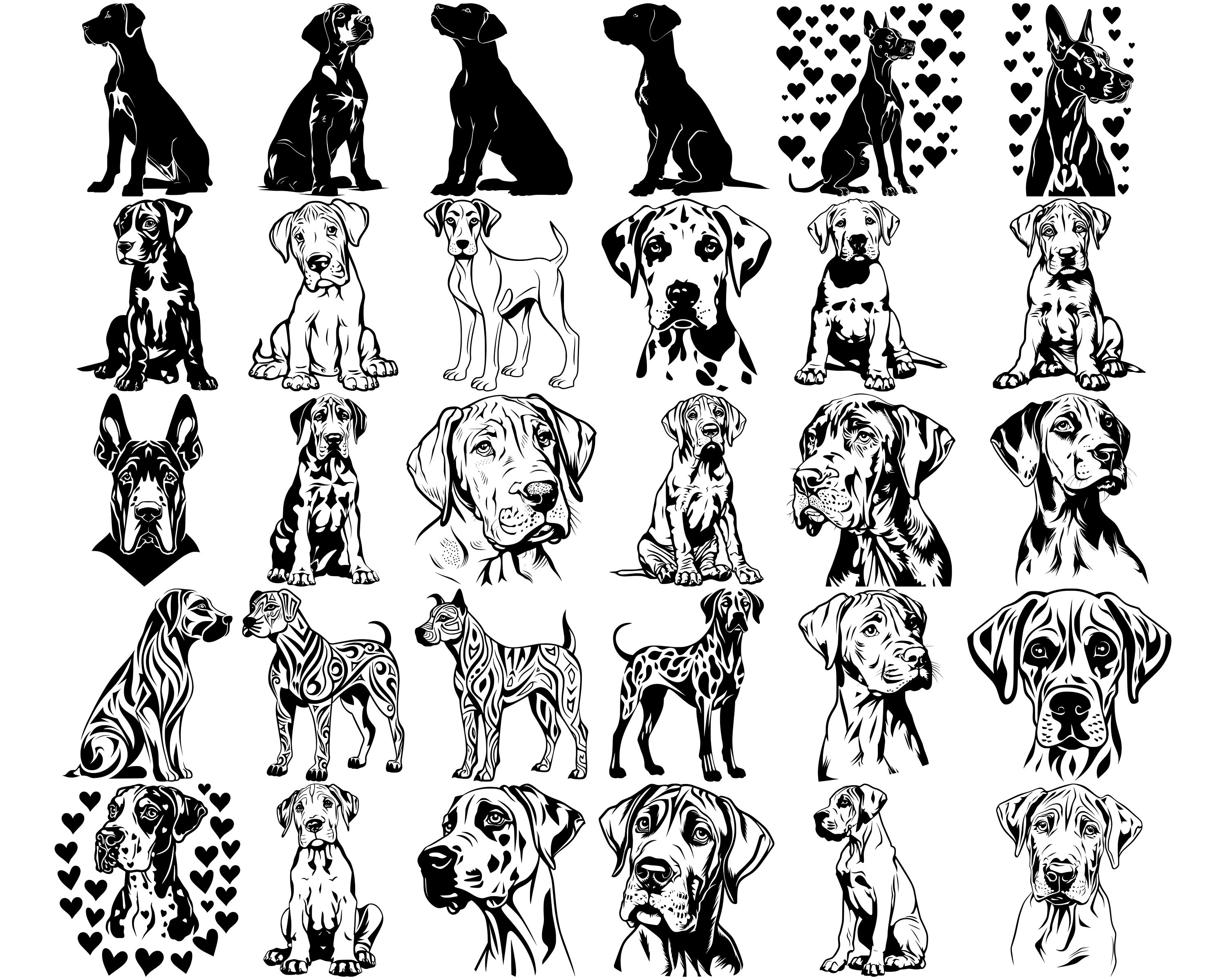 Great Dane SVG Bundle 263 Dog PNG Designs, Pet Animal Digital Files for ...