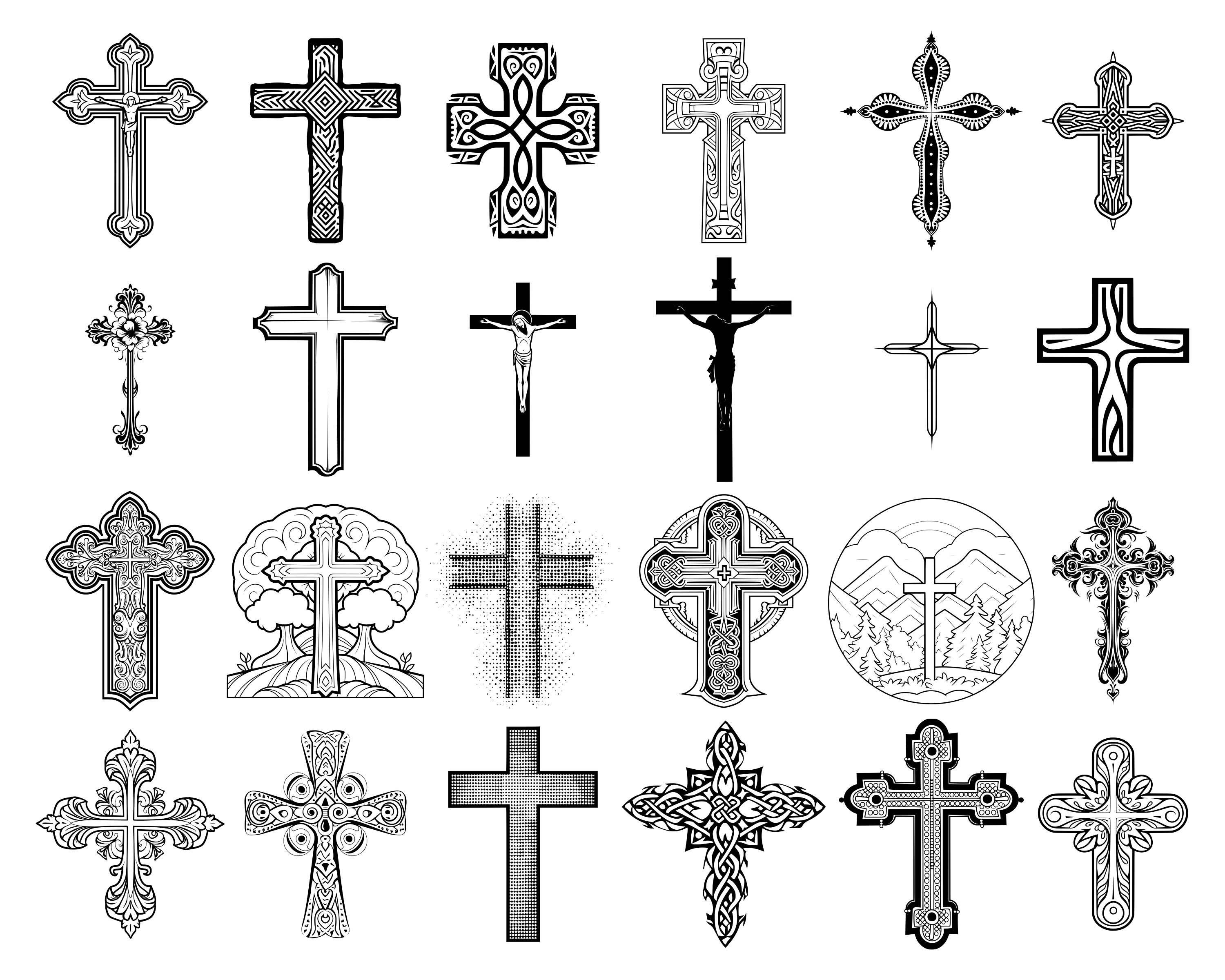 Cross SVG Easter Christian 217 Designs, Printable Crucifix Clipart for ...