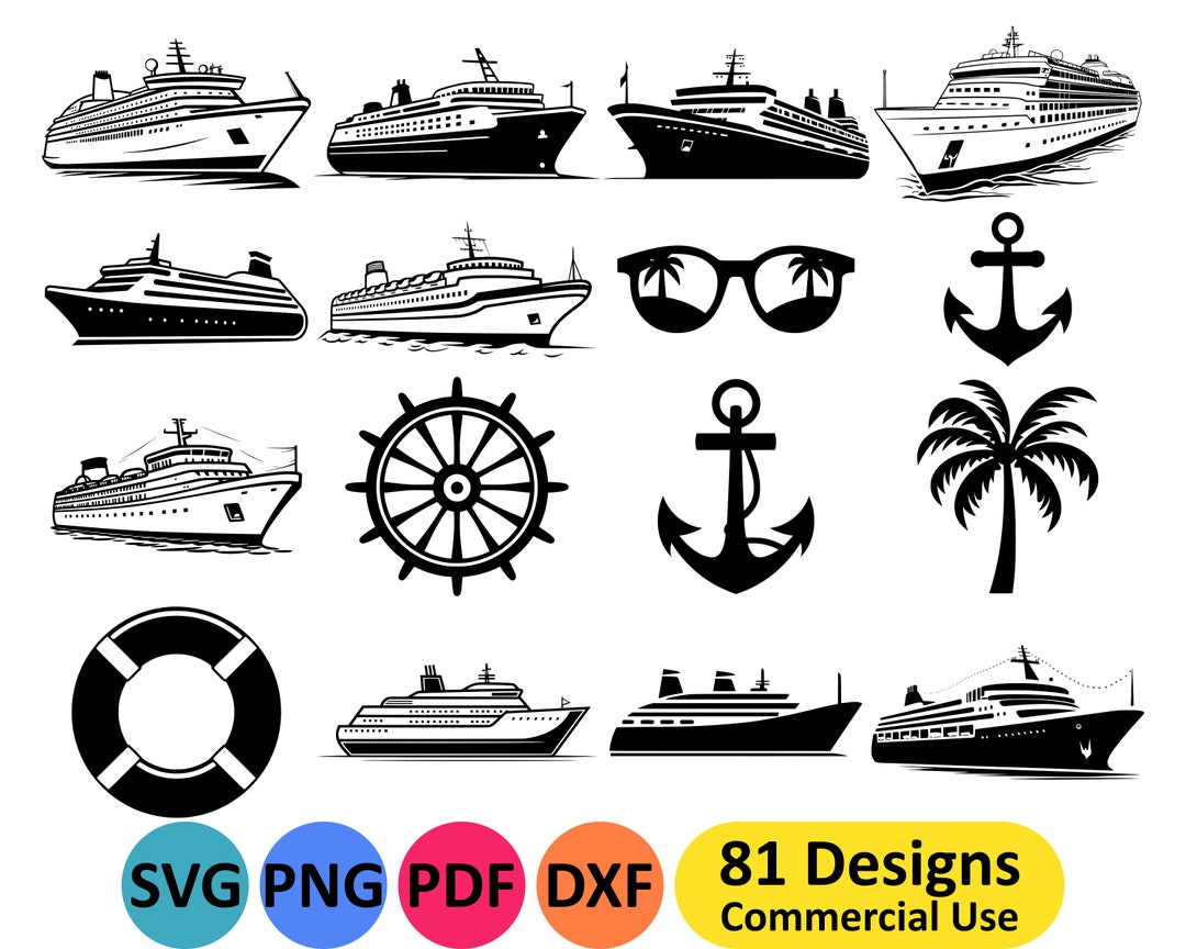 Cruise SVG Bundle 81 Different Designs of Cruise Ships, Anchors ...