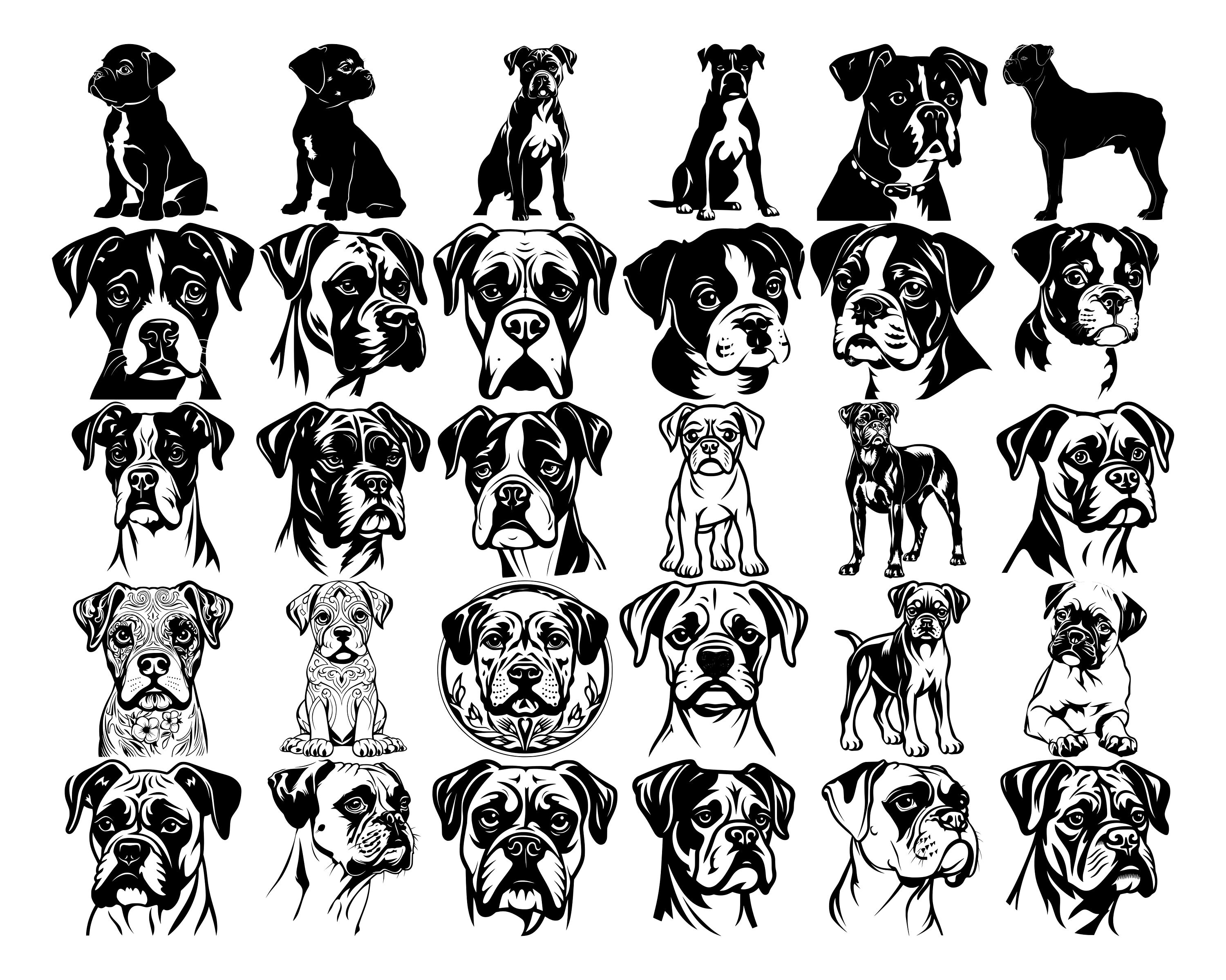 Boxer SVG Bundle Dog - 211 Different Dog Png Files, for Pet Clipart ...