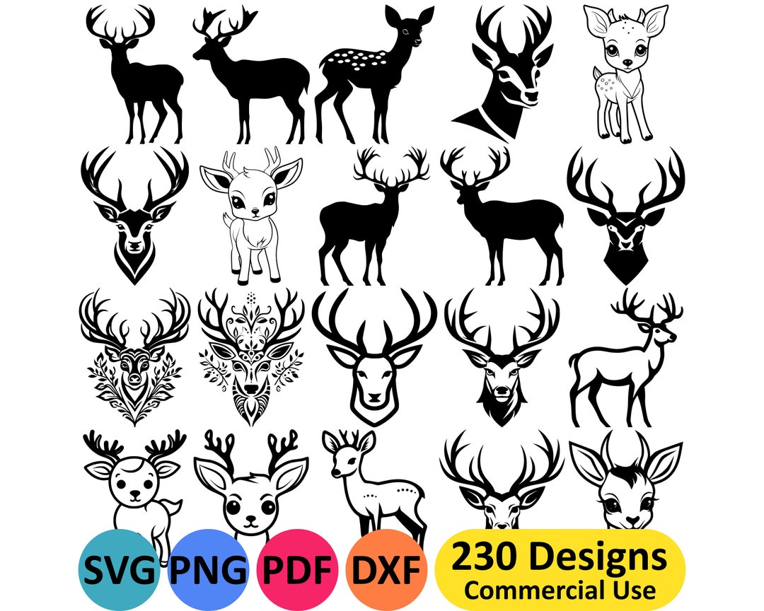 Deer SVG With Reindeer, Stag, Doe and Baby Deer Animal PNG - Etsy
