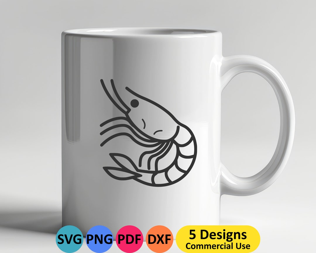 Shrimp SVG Prawn PNG Seafood Cartoon Drawing for Digital Download ...