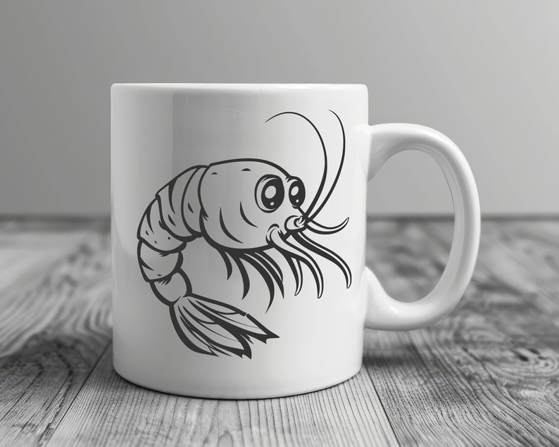 Shrimp SVG Prawn PNG Seafood Cartoon Drawing for Digital Download ...