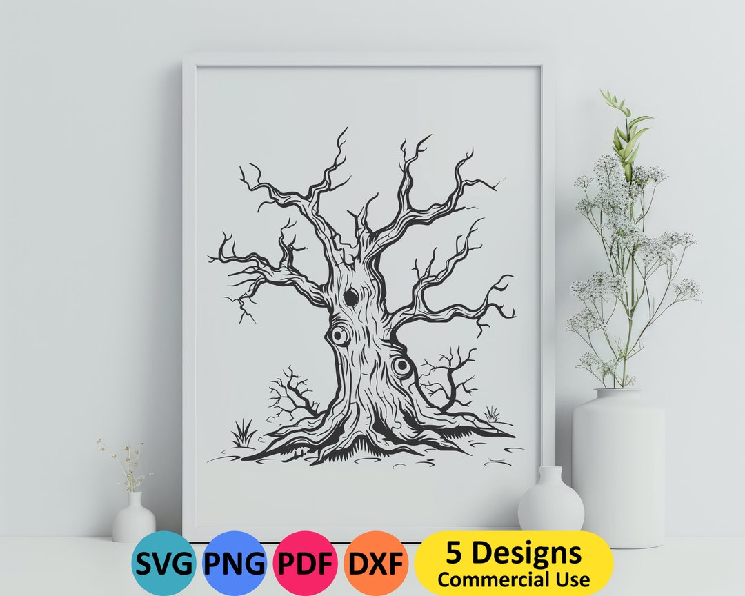 Halloween SVG Spooky Tree PNG for Digital Download, Haunted Clipart for ...