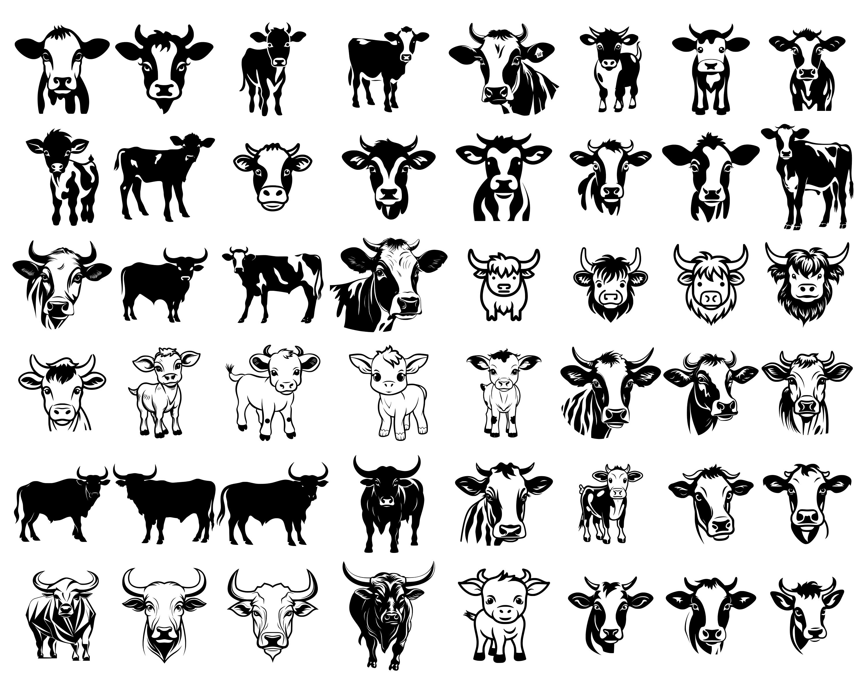 Cow SVG Bundle 277 Different Designs of Cows Including Highland Cow SVG ...