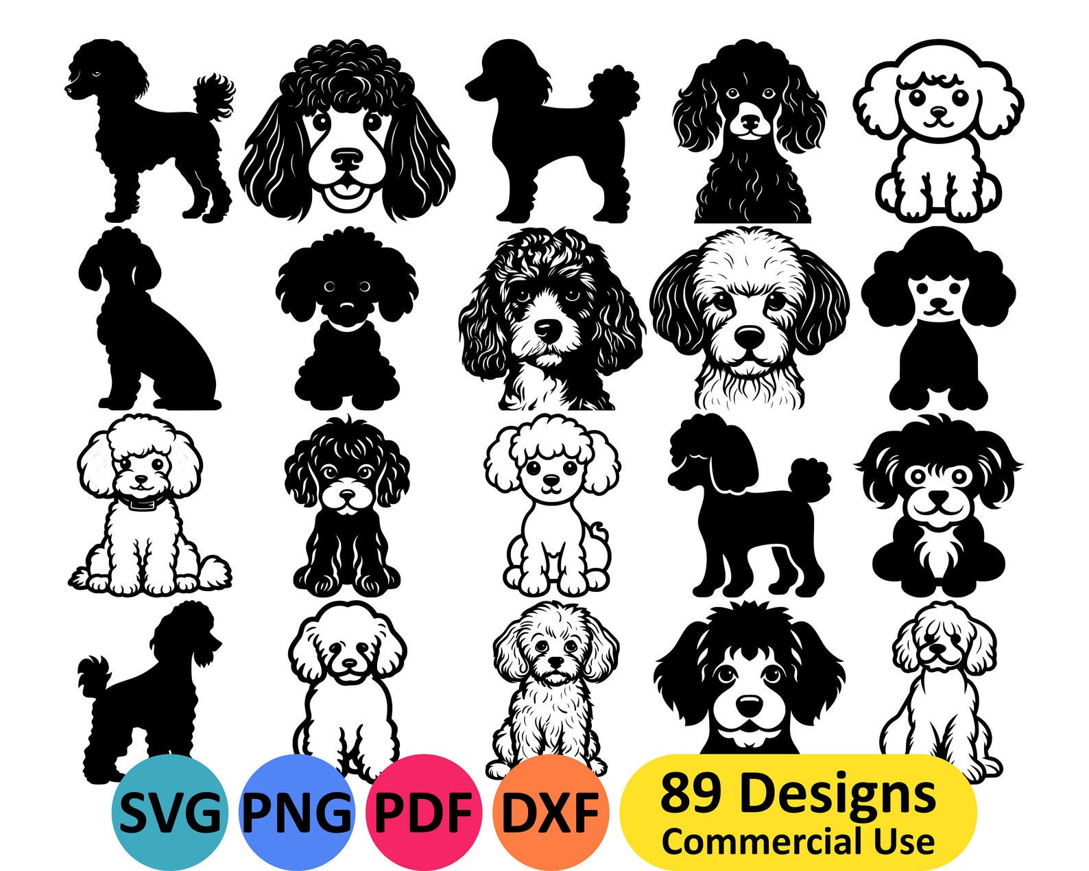 Poodle SVG Bundle - 89 Different Dog Svg Designs of Poodles - Etsy
