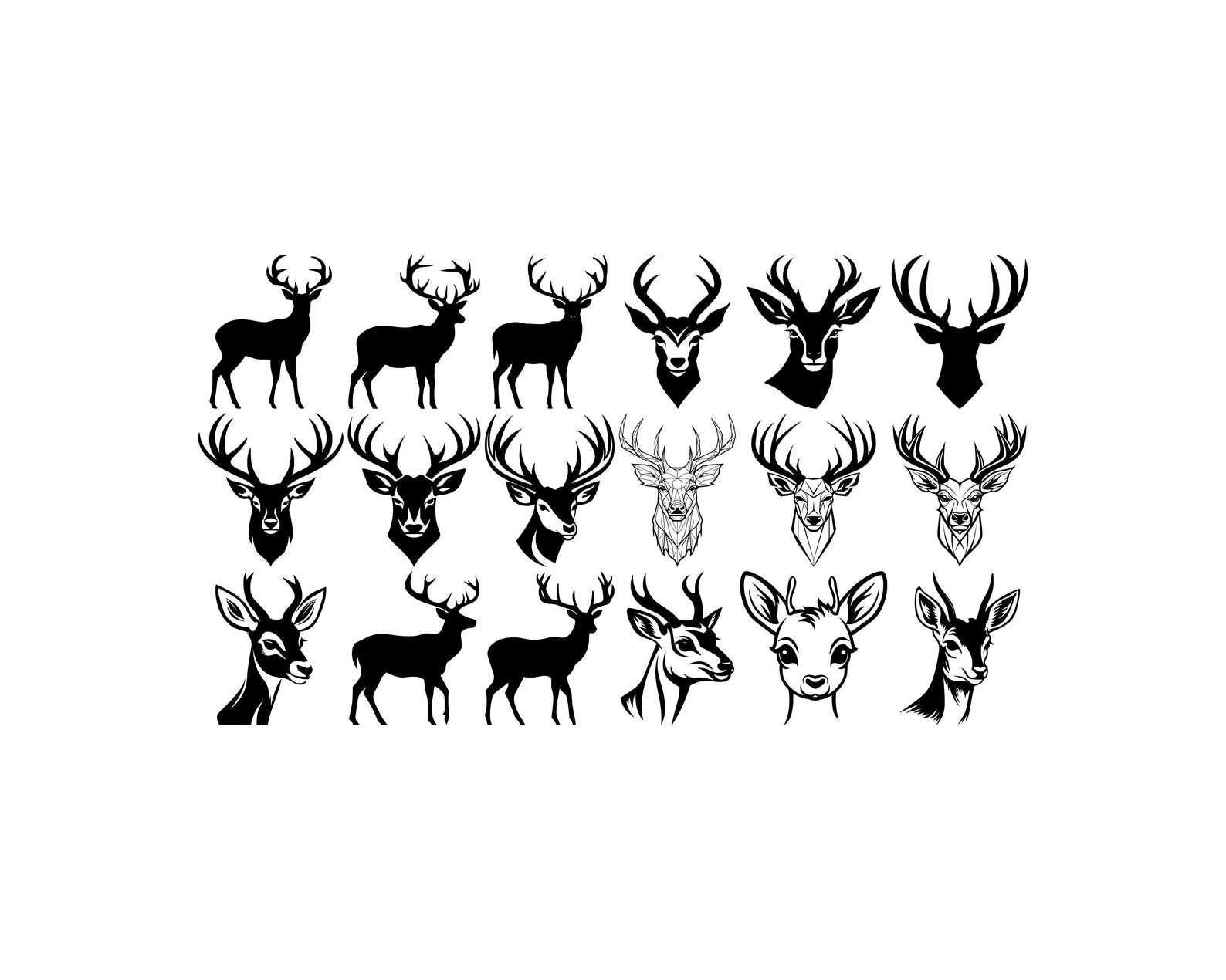 Deer SVG With Reindeer, Stag, Doe and Baby Deer Animal PNG - Etsy