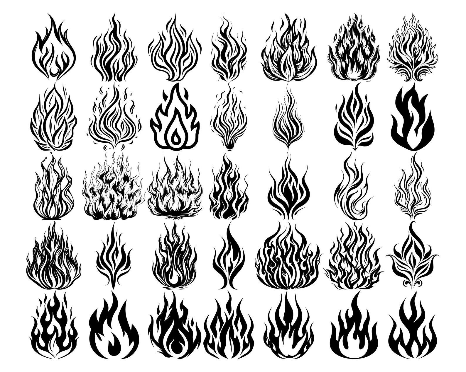 Flames SVG Fire PNG Digital Artwork for Download, Printable PDF Flame ...