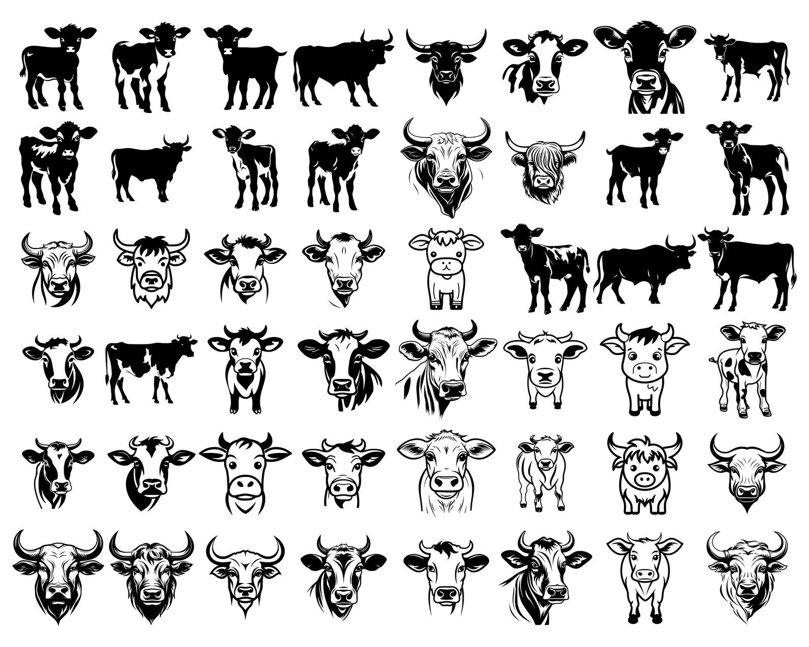 Cow SVG Bundle 277 Different Designs of Cows Including Highland Cow SVG ...