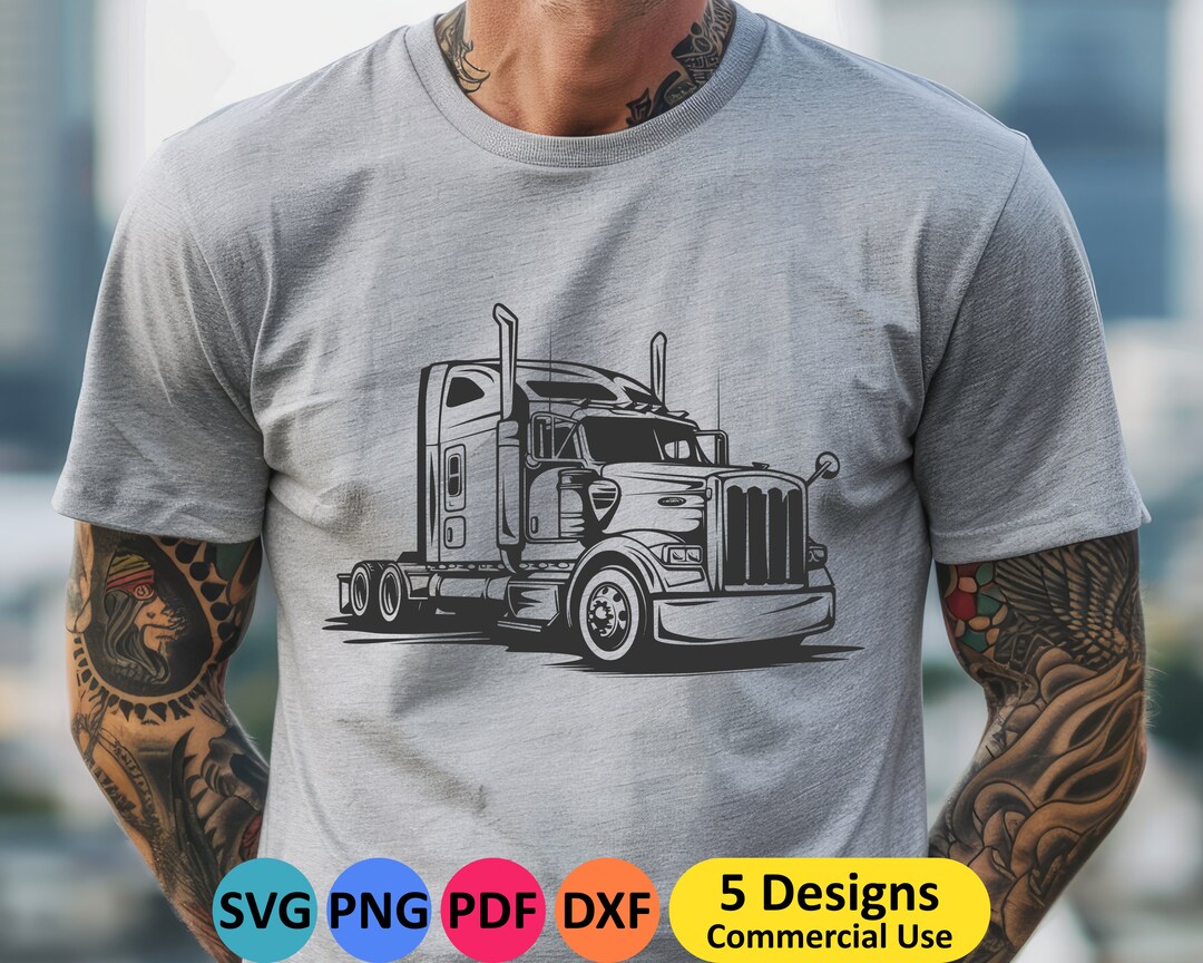 Semi Truck SVG T Shirt Design, Trucker Png Files for Digital Download ...
