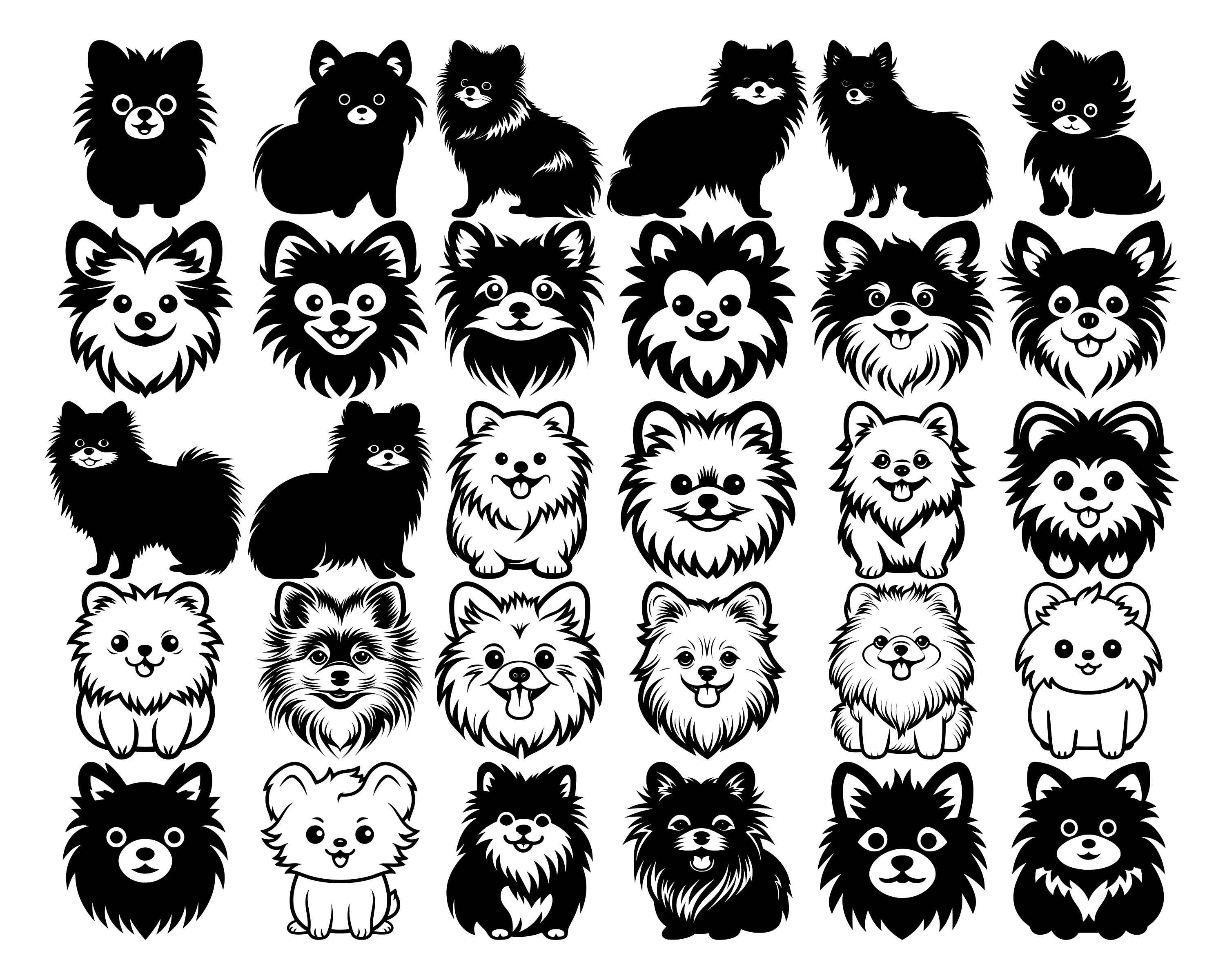 Pomeranian SVG Bundle 115 Different Dog Svg Designs of Pomeranians - Etsy