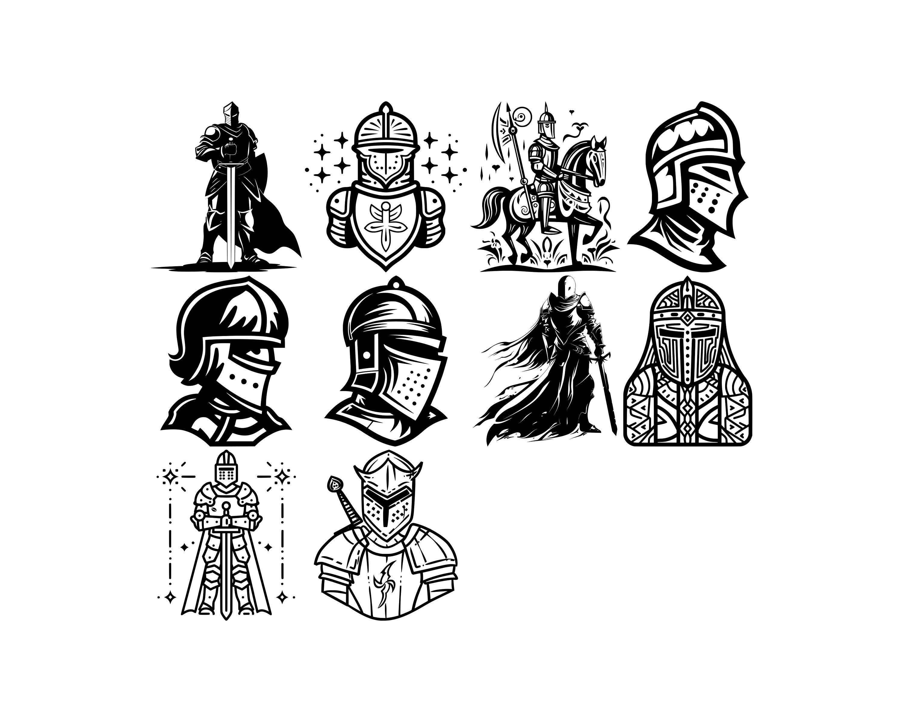 Knight SVG Bundle Medieval Knights Clipart Png Files for Download ...