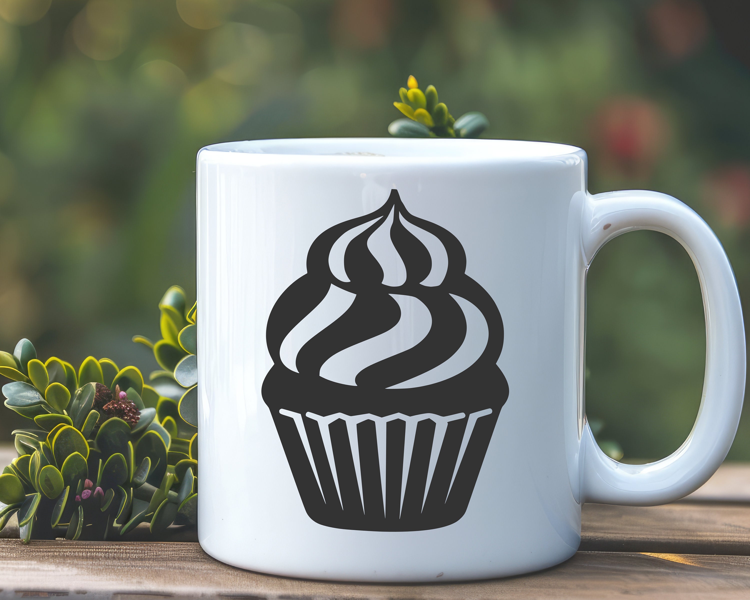 Birthday SVG Cupcake Mug Logo, Printable Digital Vector Art File, for ...