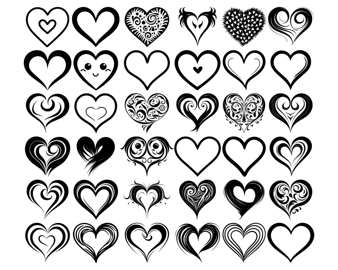 Heart SVG Bundle 260 Different Designs of Cute Hearts, Love Hearts and ...