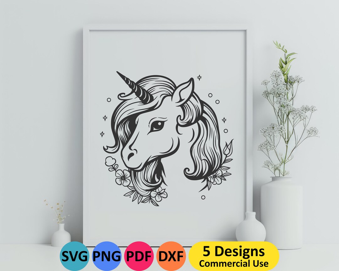 Unicorn SVG Fairy Tale PNG Vector Artwork for Poster Print, Mythical ...