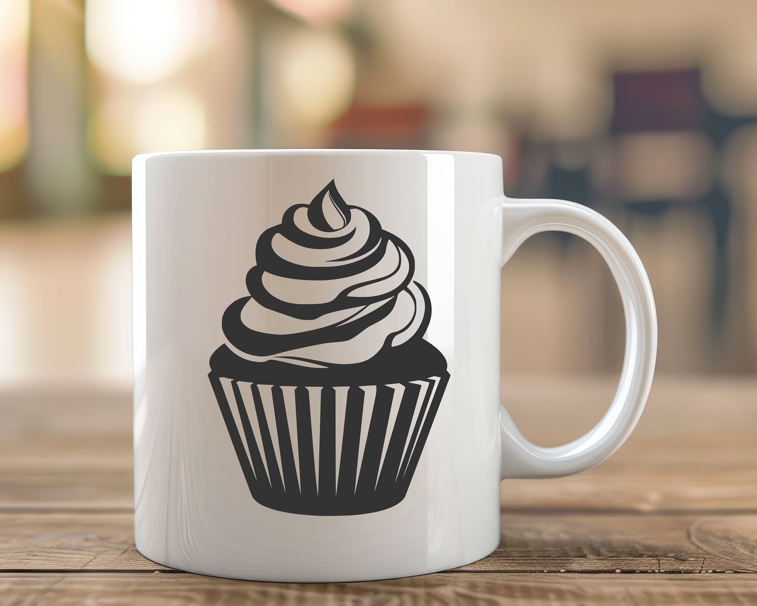 Birthday SVG Cupcake Mug Logo, Printable Digital Vector Art File, for ...