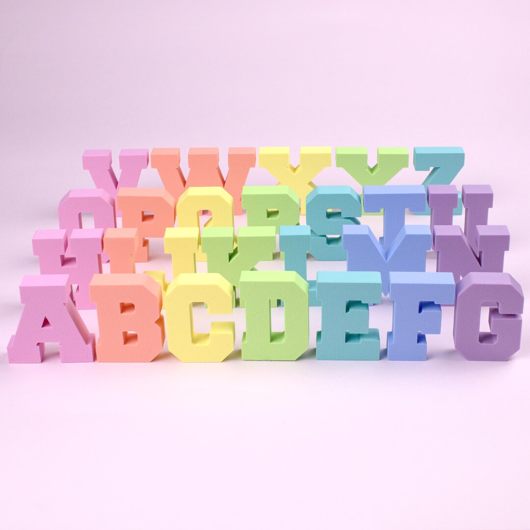 3D Alphabet Set – Freestanding Letters A-Z – Pastel Rainbow Colors ...