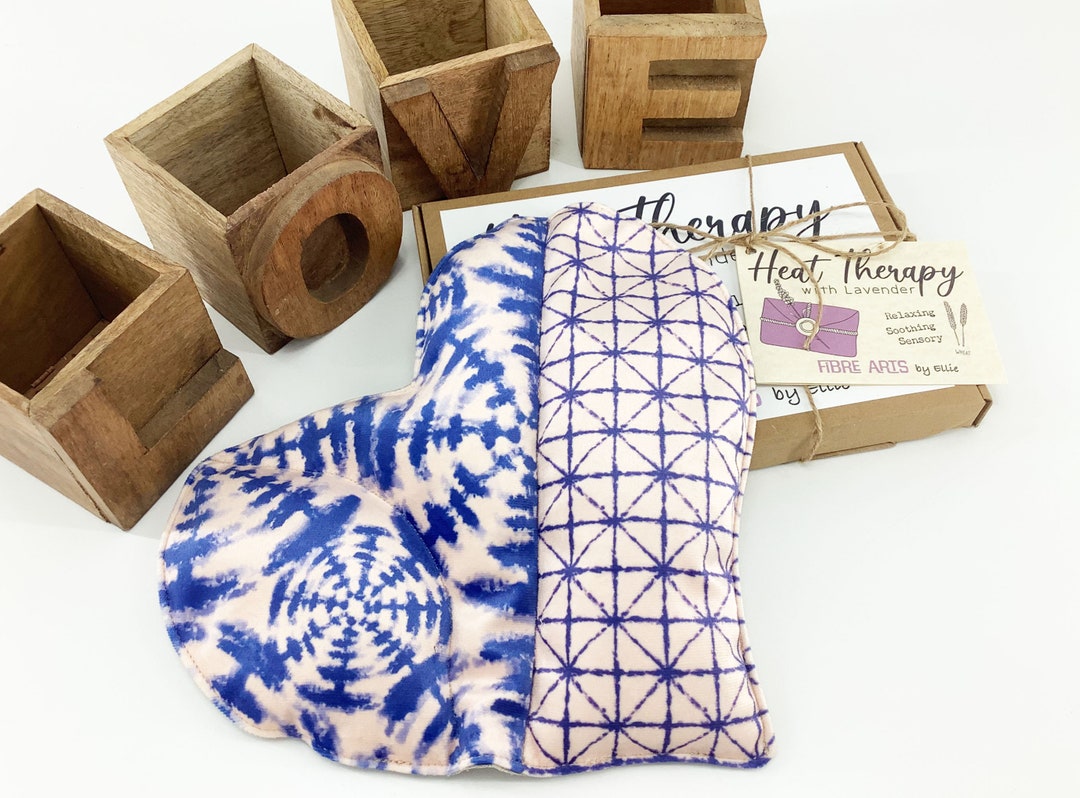 Shibori Print Heart Wheat Bag: Handmade Heat Therapy Gift for Pain ...