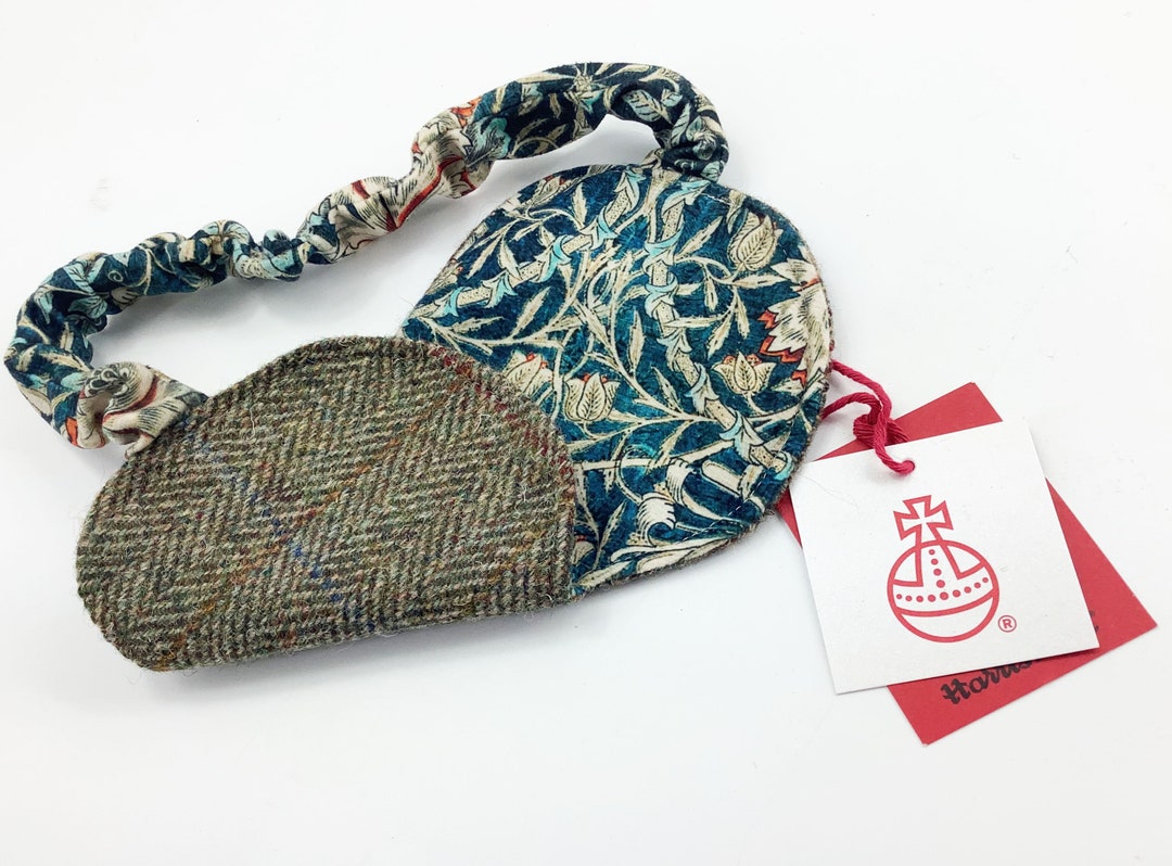 Harris Tweed Eye Mask. William Morris Fabric With Green Tweed - Etsy