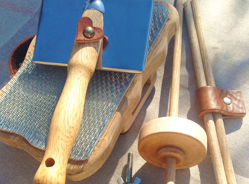 Oak Fibre Blending Board Drop Spindle Set. Easy Carding Mini Batts or ...