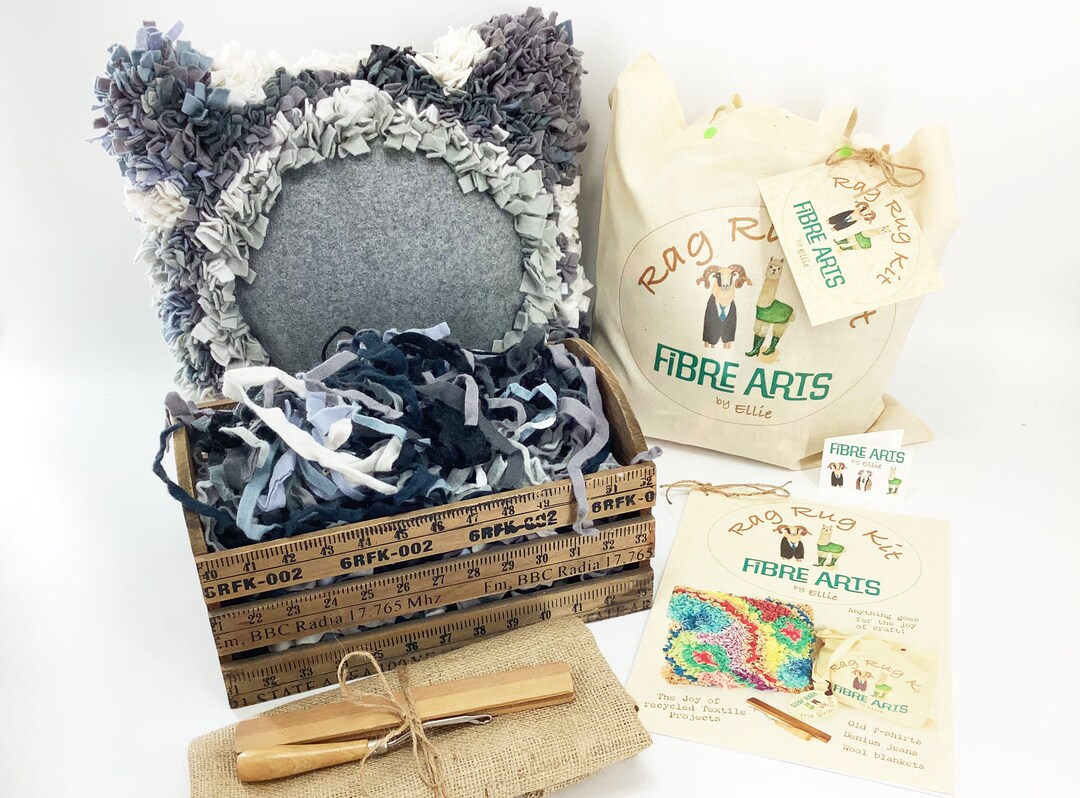 Latch Hook Rag Rug Cushion Making Kit. Mindful Recycled Eco Craft Gift ...